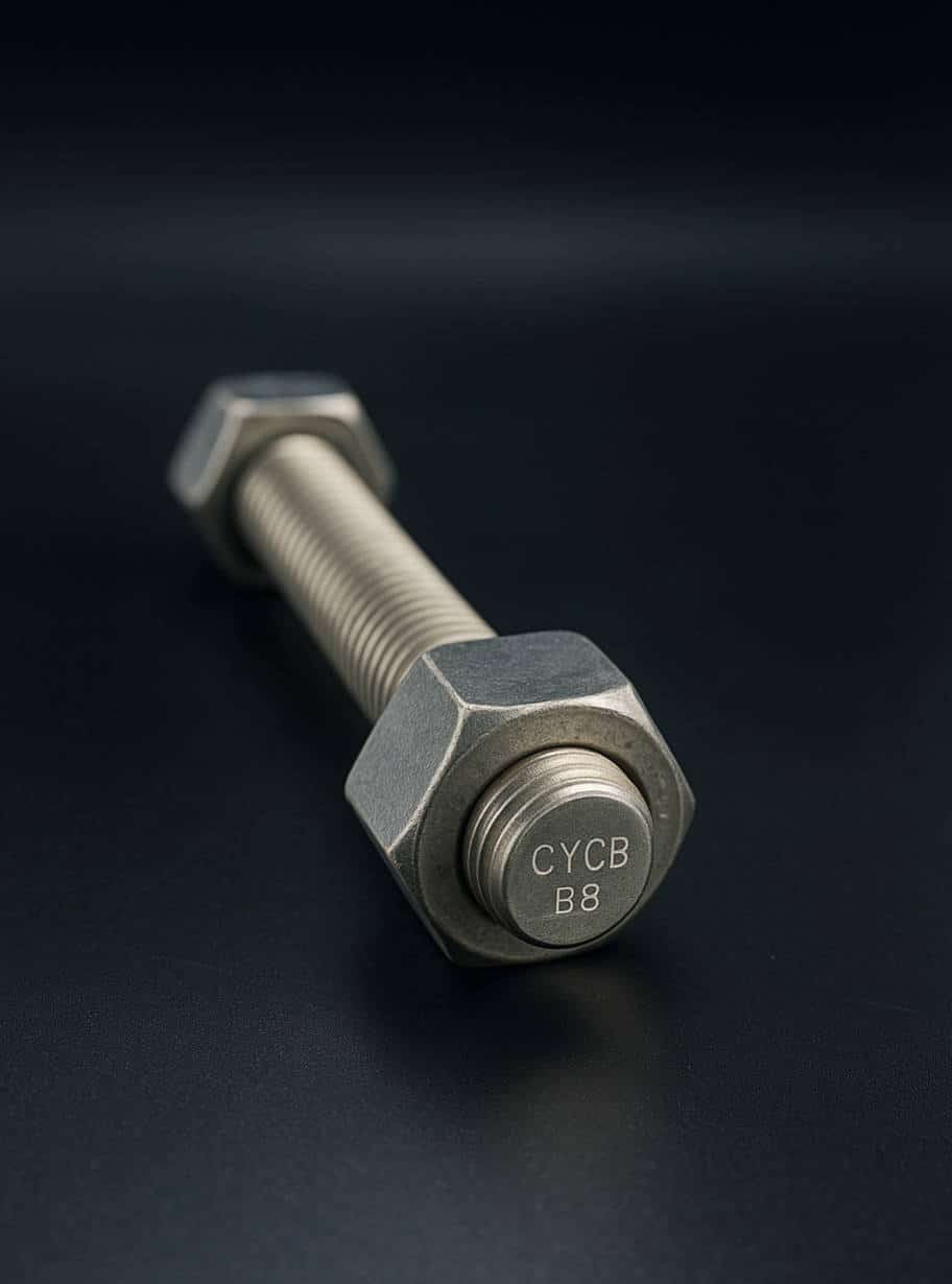 B8 Stud with 2 Gr8 Nuts 0.5 in Diameter - Cylone Bolt